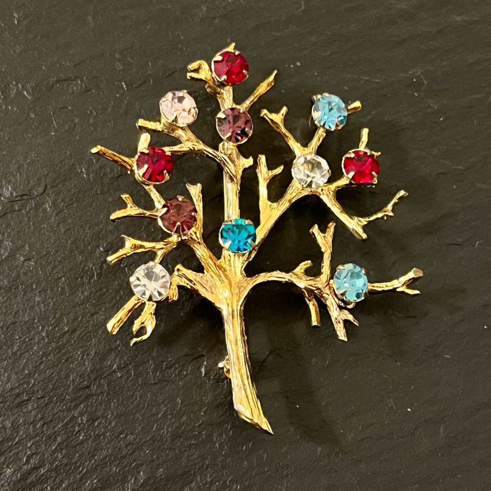 Vintage Family Tree Of Life Brooch Sterling Gold By C… - Gem